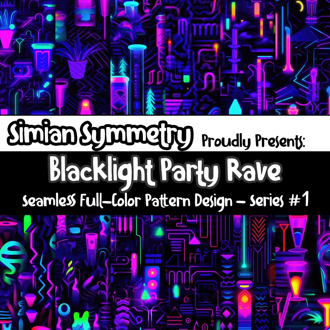 DIGITAL PAPER Blacklight Party Rave Series 1 | Seamless Designs ...