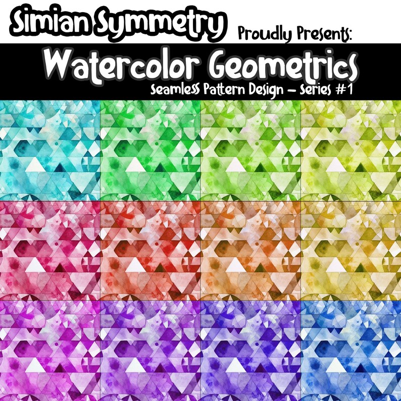 DIGITAL PAPER Watercolor Geometrics Series 1 | Seamless Designs ...