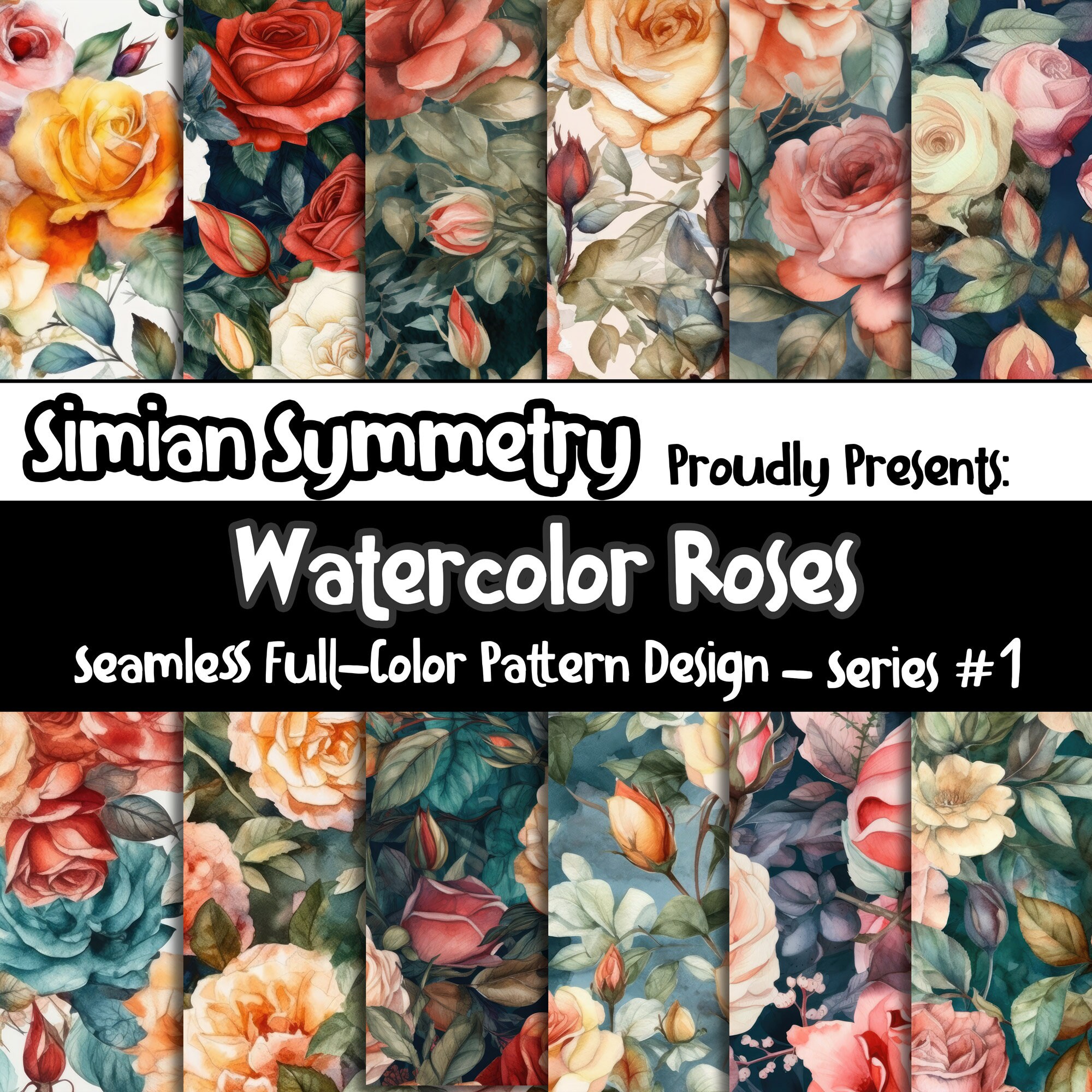 DIGITAL PAPER Watercolor Roses Series 1 Seamless Designs - Etsy
