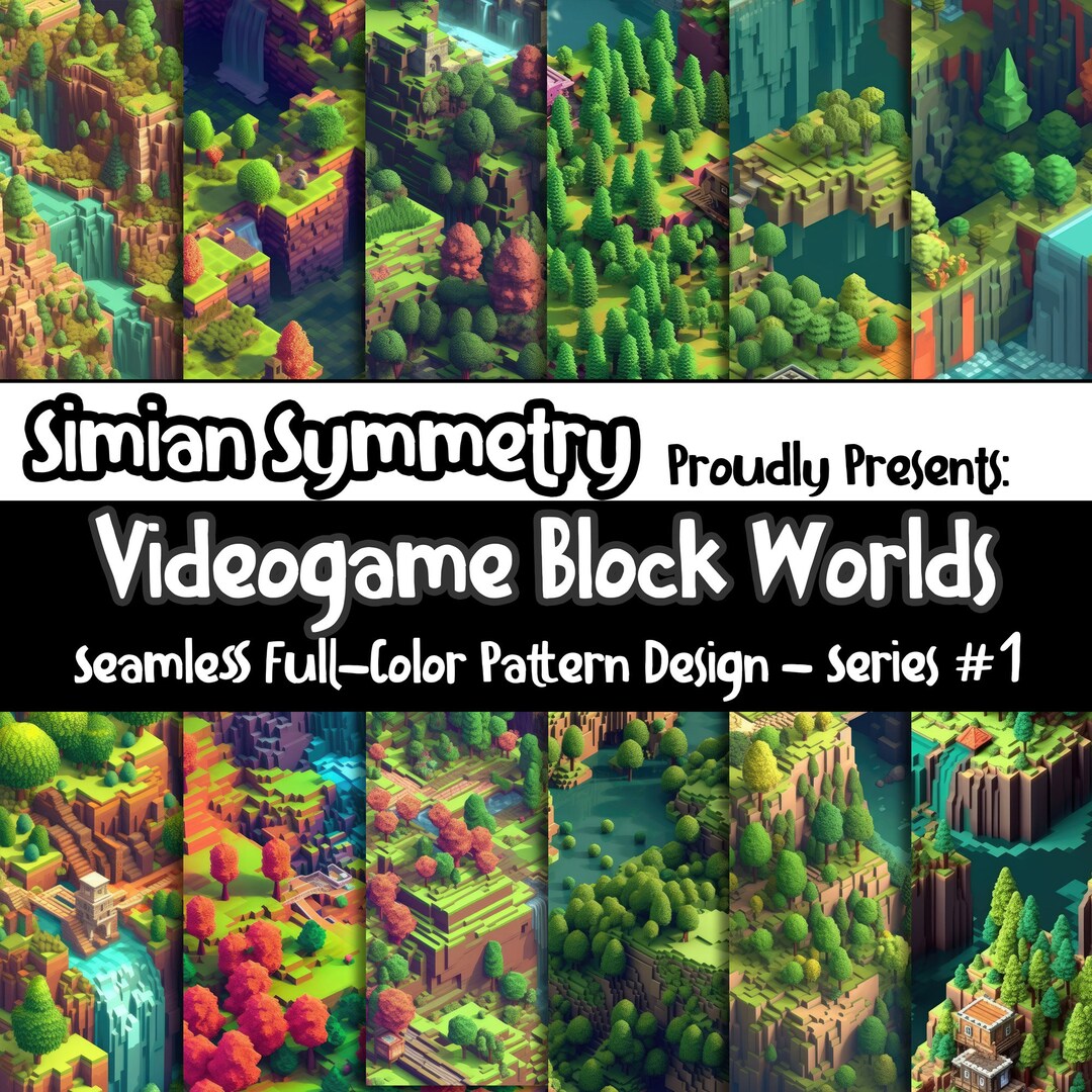 DIGITAL PAPER Videogame Block Worlds Series 1 | Seamless Designs ...