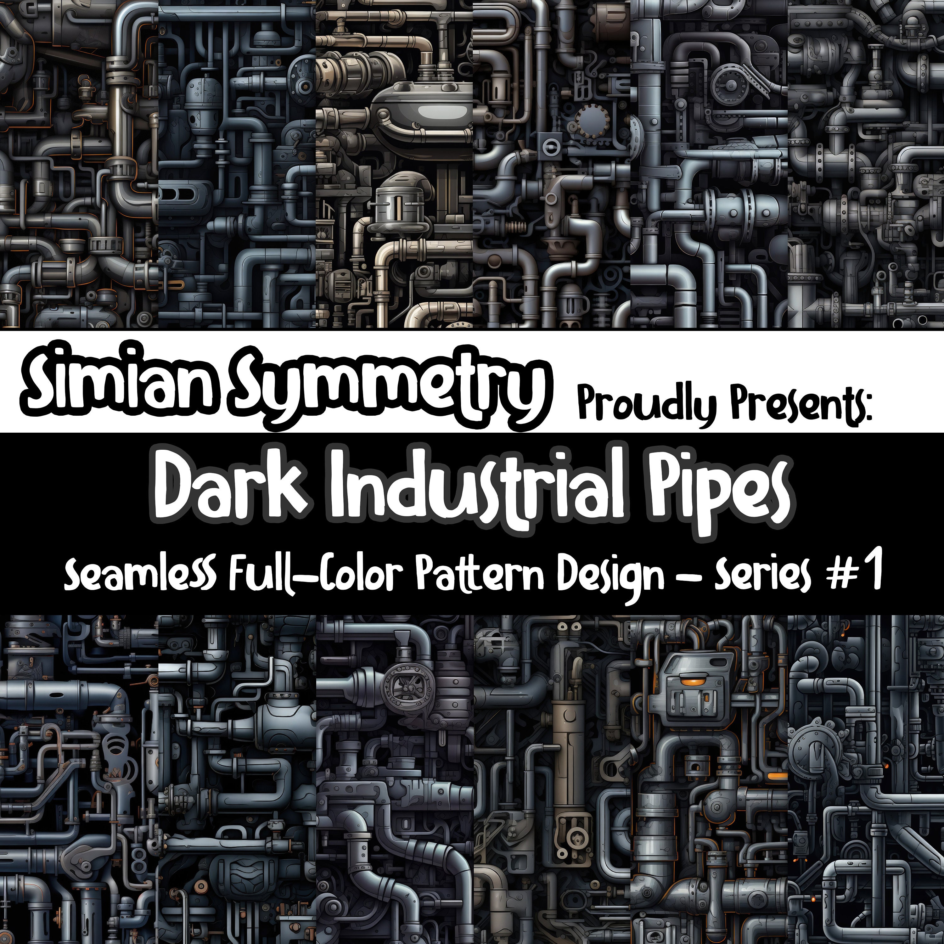 Dark Industrial Pipes Digital Paper Instant Download Seamless Patterns ...