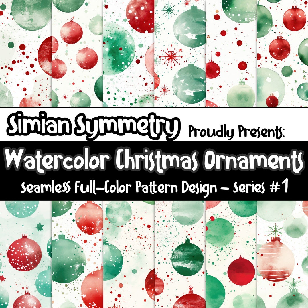 Watercolor Christmas Ornaments Digital Paper | Instant Download ...
