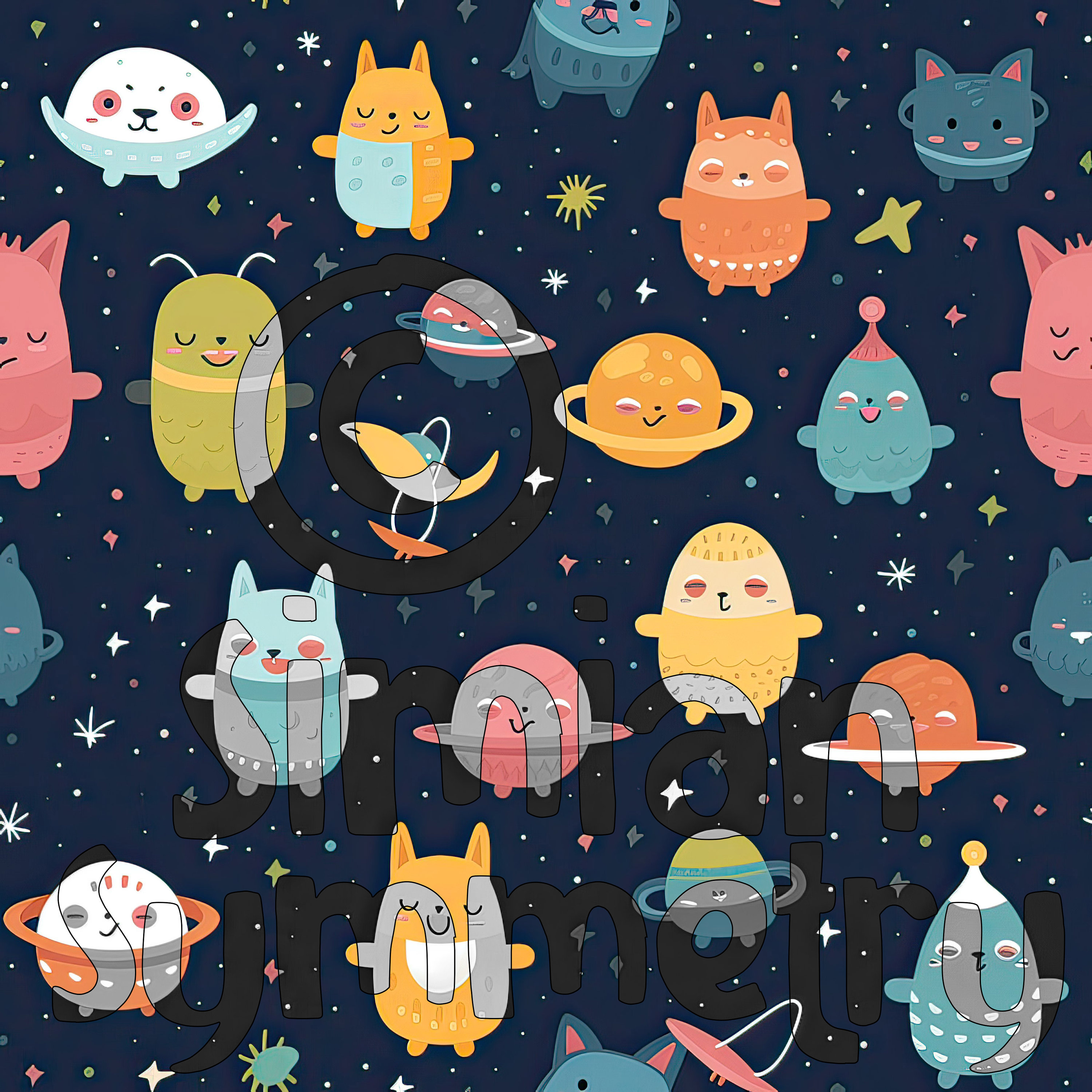 Cute Fuzzy Characters Digital Paper Instant Download Seamless Patterns ...