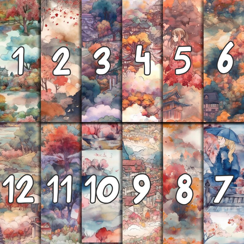 Anime Scenes Digital Paper | Neko Seamless Design | Anime Repeating ...