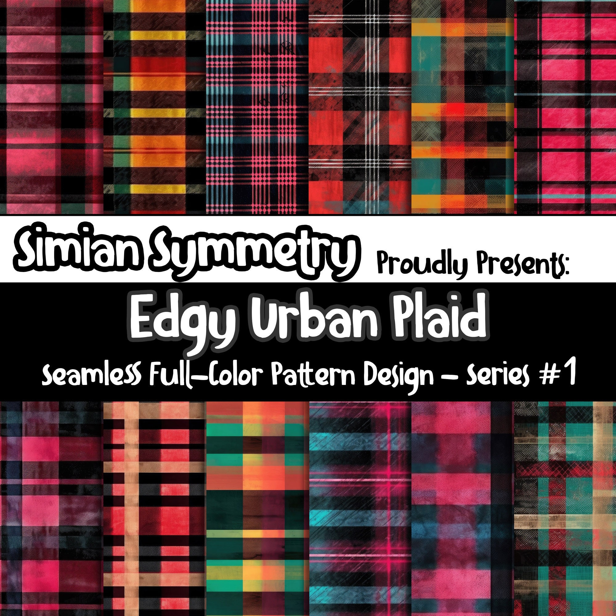 DIGITAL PAPER Edgy Urban Plaid Series 1 Seamless Designs Twelve ...