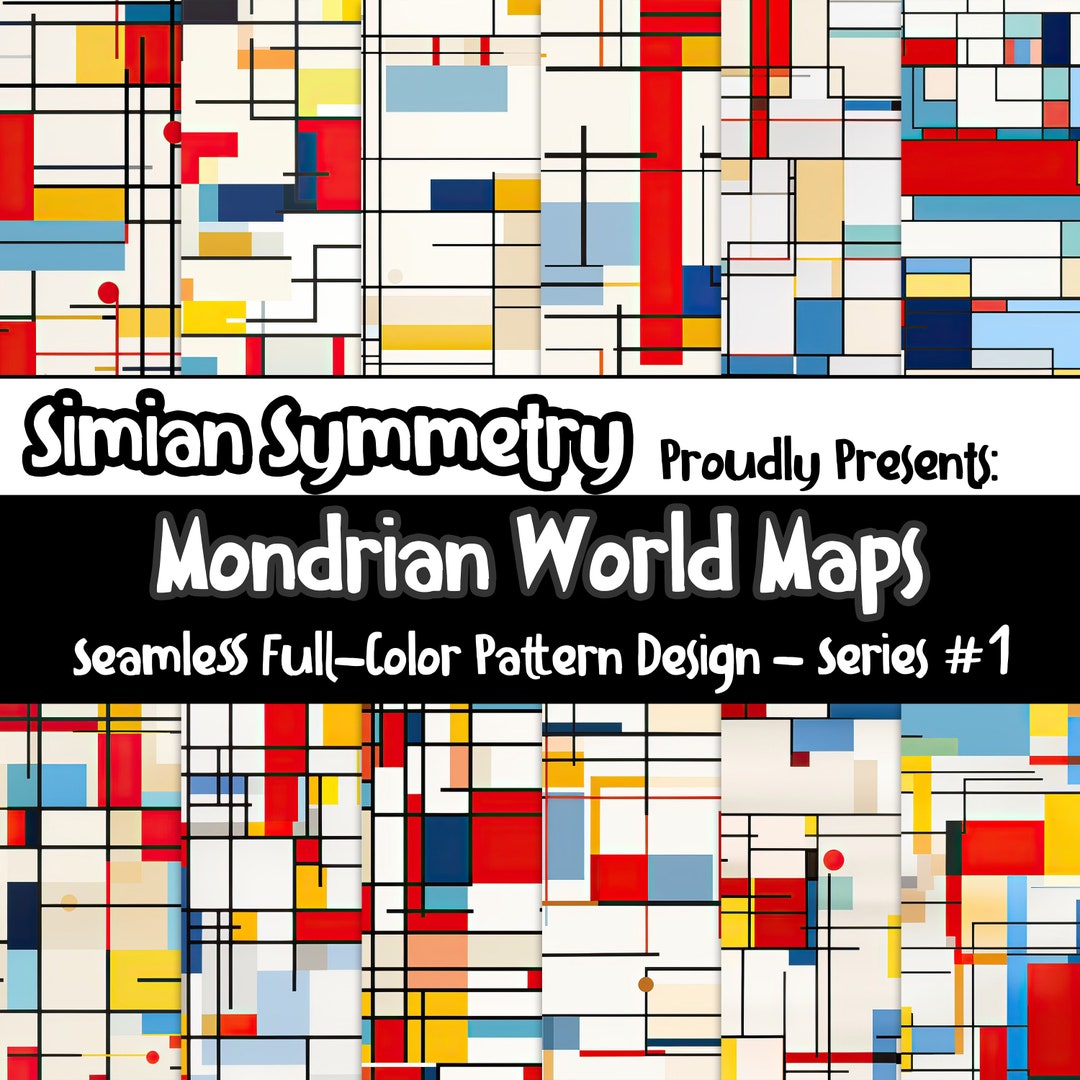 Mondrian Style World Maps Digital Paper | Instant Download | Seamless ...