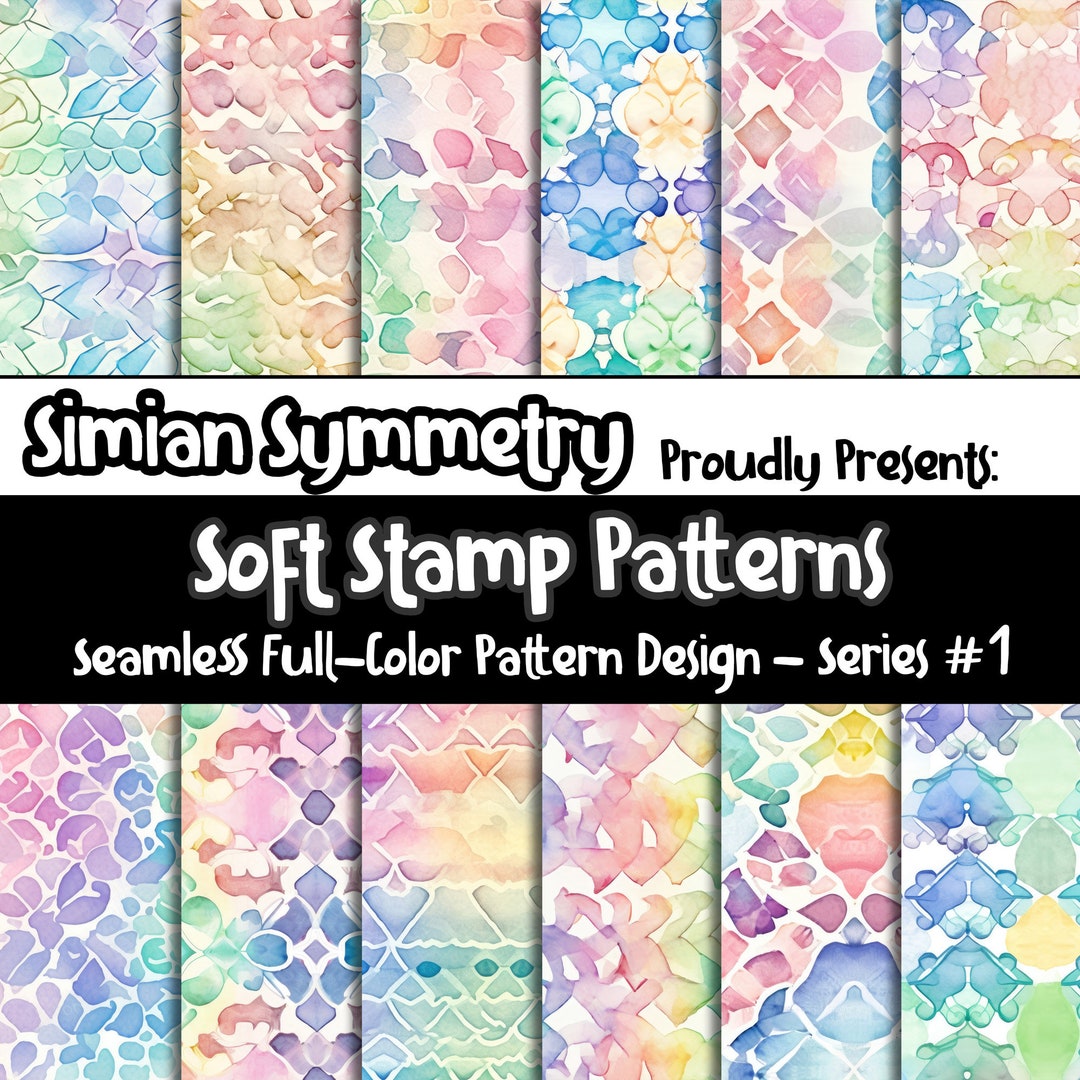 DIGITAL PAPER Soft Stamp Patterns Series 1 | Seamless Designs | Twelve ...