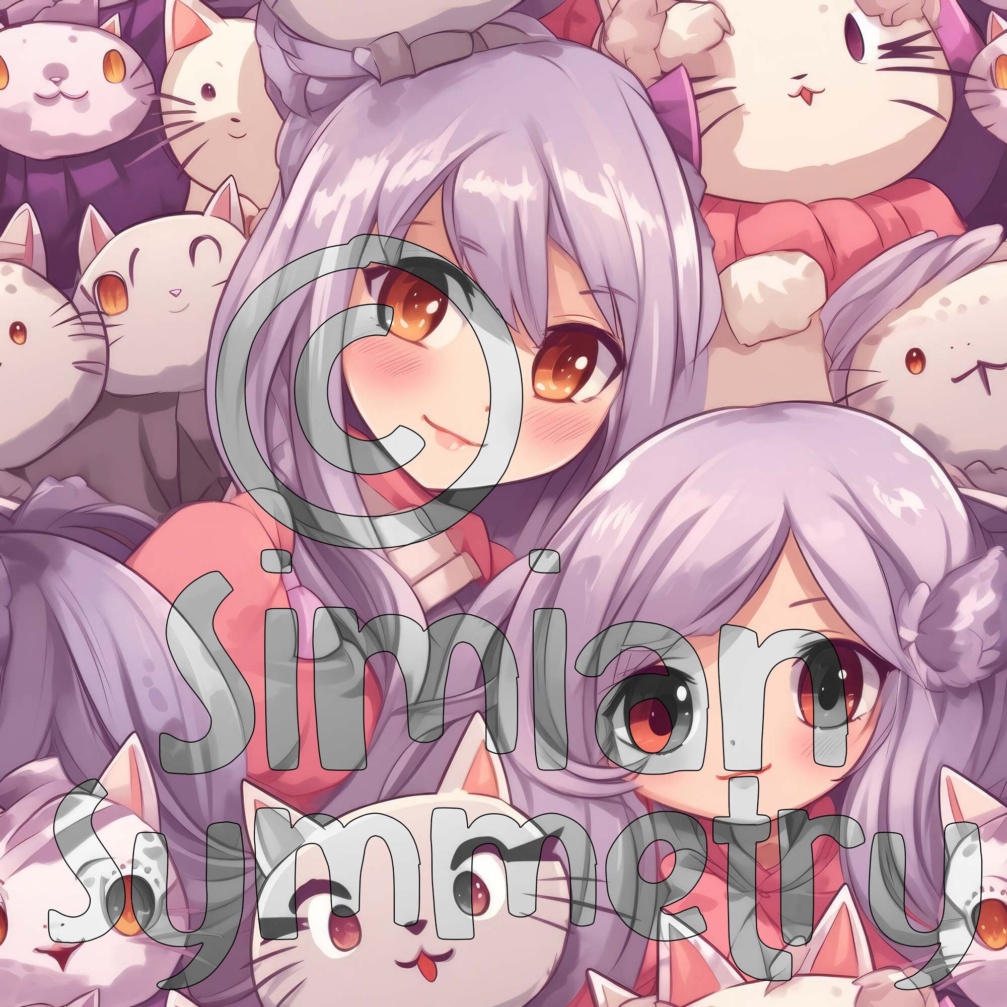 Anime Cat Girls Digital Paper Neko Seamless Design Kawaii Repeating ...