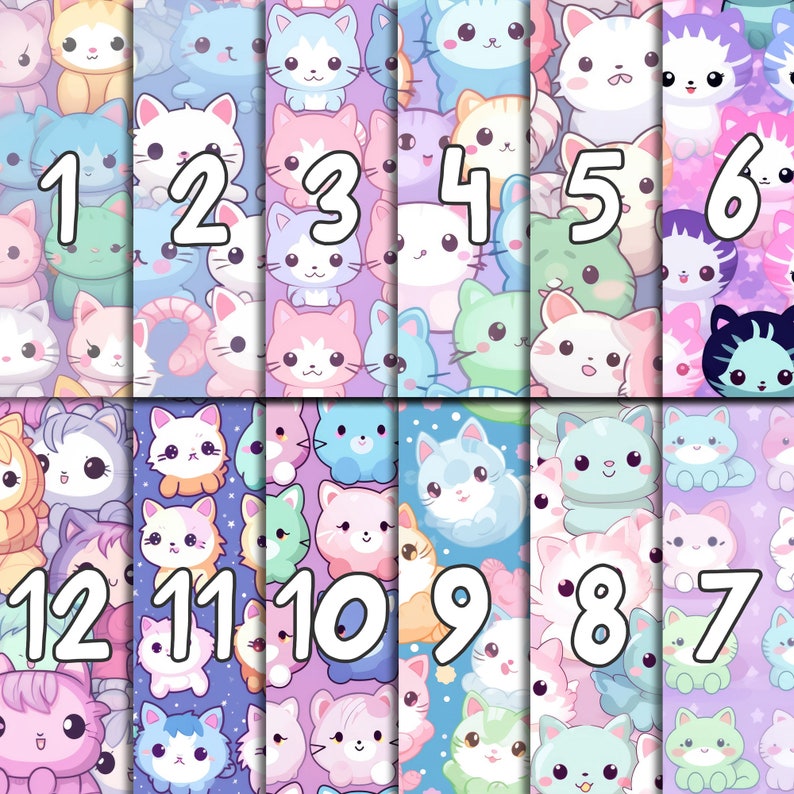 DIGITAL PAPER Cute Kawaii Kitties Series 1 Seamless Designs - Etsy
