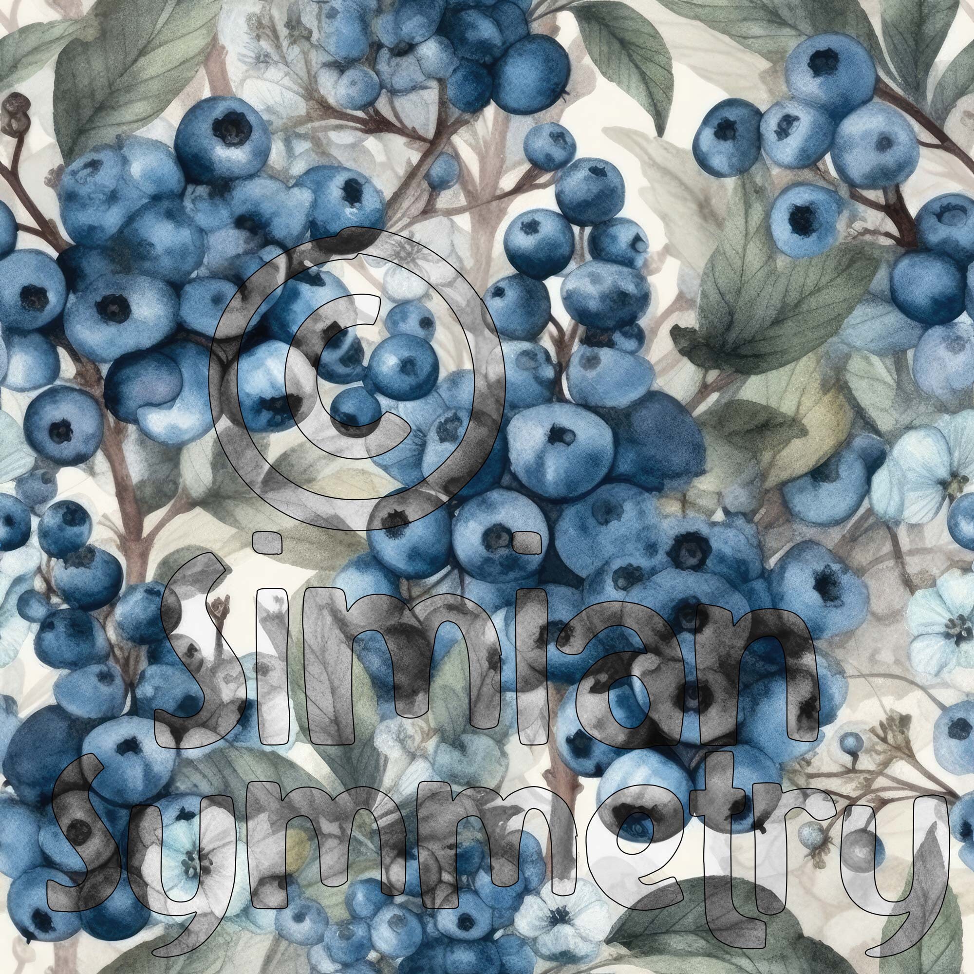 DIGITAL PAPER Blueberries Series 1 Seamless Designs Twelve Colorful ...