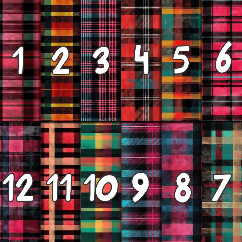 DIGITAL PAPER Edgy Urban Plaid Series 1 | Seamless Designs | Twelve ...