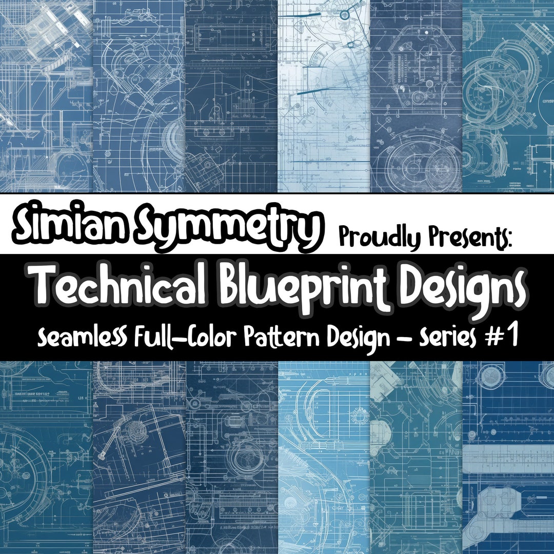 Technical Blueprints Digital Paper | Technical Blueprints Seamless ...