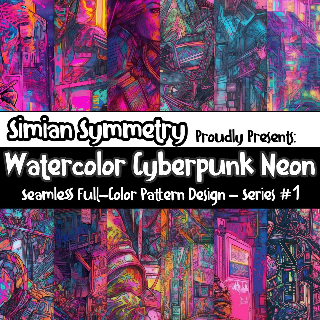 Cyberpunk Neon Digital Paper | Cyberpunk Neon Seamless | Cyberpunk Neon ...