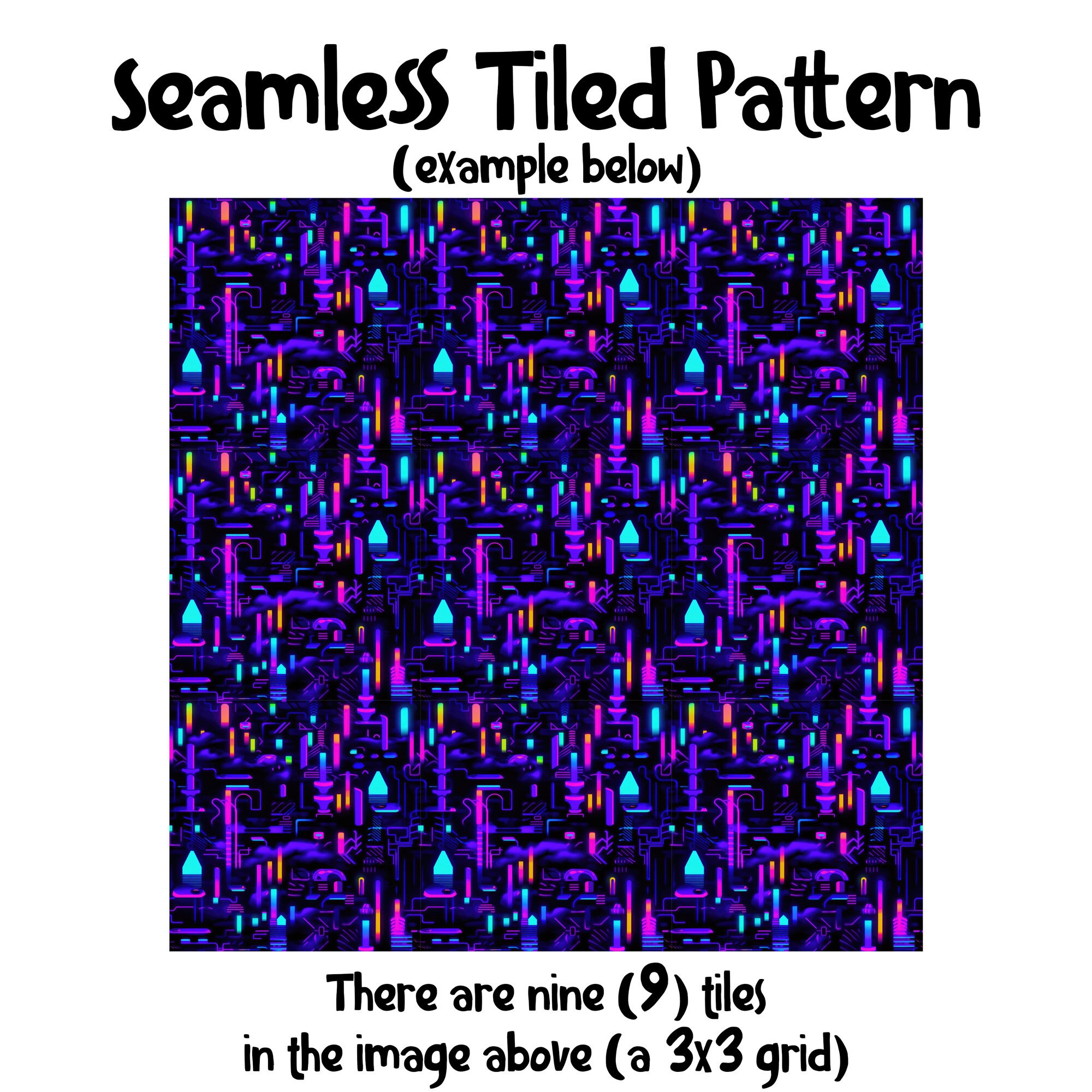 DIGITAL PAPER Blacklight Party Rave Series 1 Seamless Designs Twelve ...