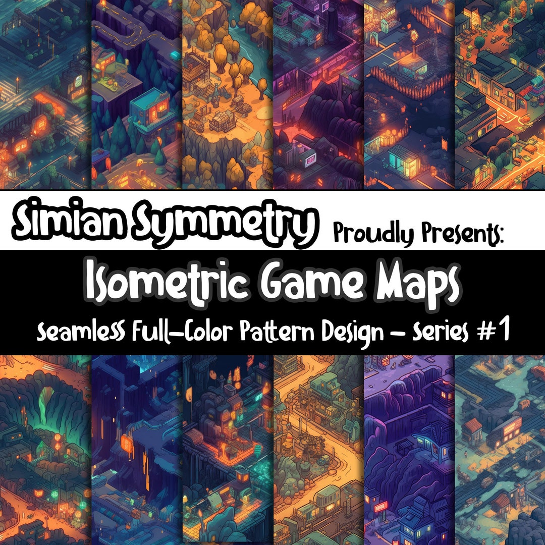 DIGITAL PAPER Isometric Game Maps Series 1 | Seamless Designs | Twelve ...