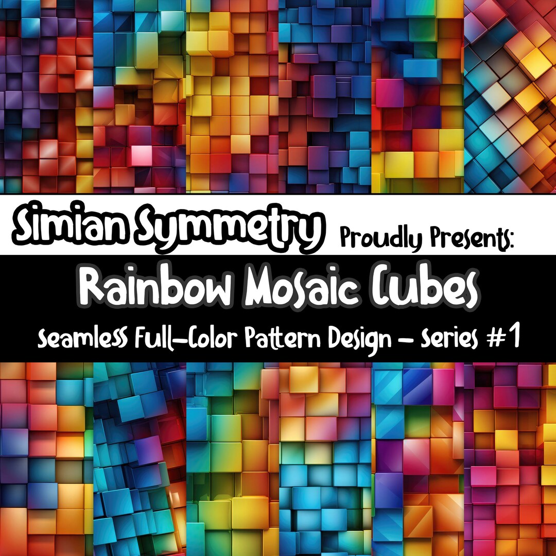 Rainbow Mosaic Cubes | Instant Download | Seamless Rainbow Patterns ...