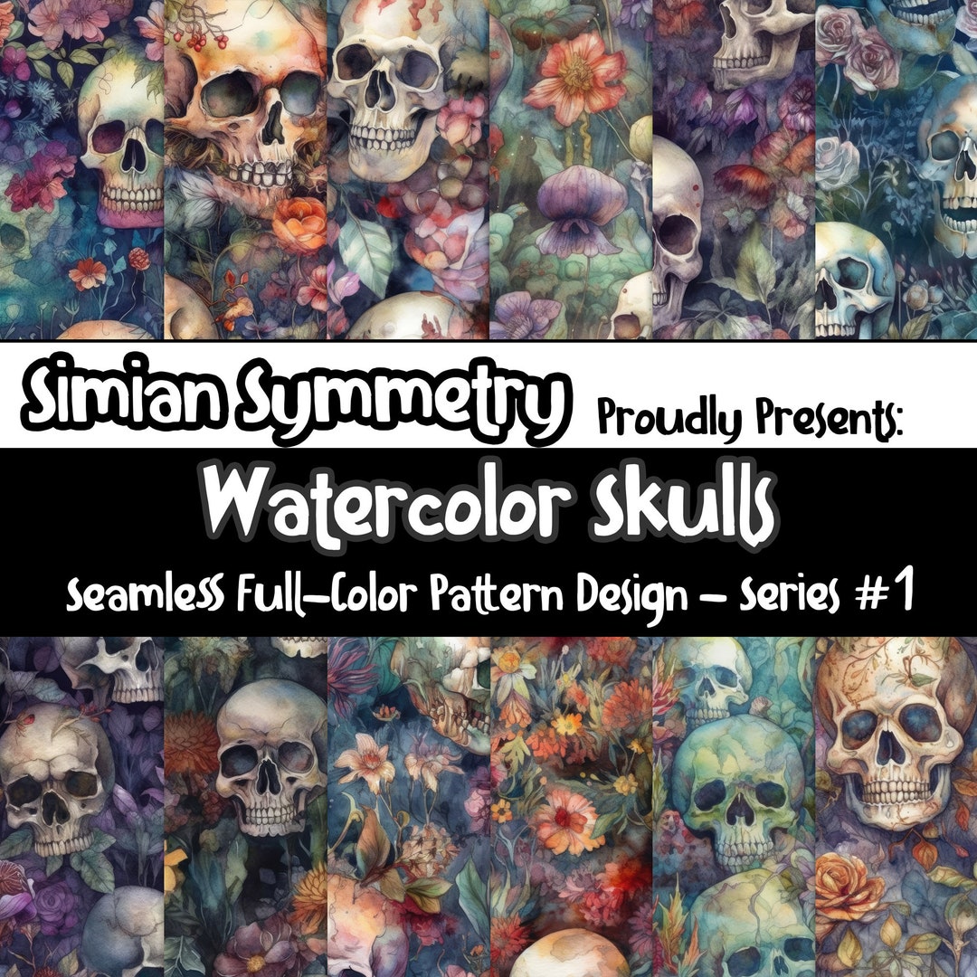Skull Digital Paper | Seamless Skull Designs | Colorful Skull Patterns ...