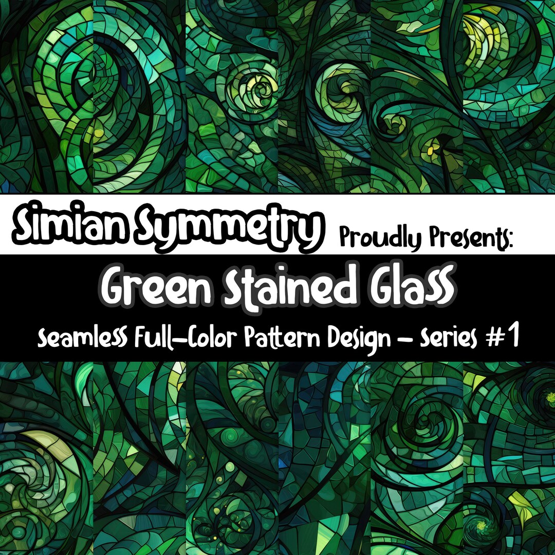 Green Stained Glass Digital Art | Instant Download | Seamless Patterns ...