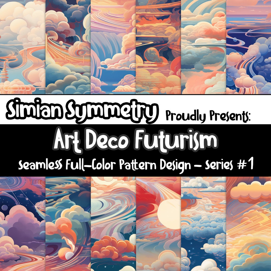 Art Deco Futurism Digital Paper | Instant Download | Seamless Patterns ...