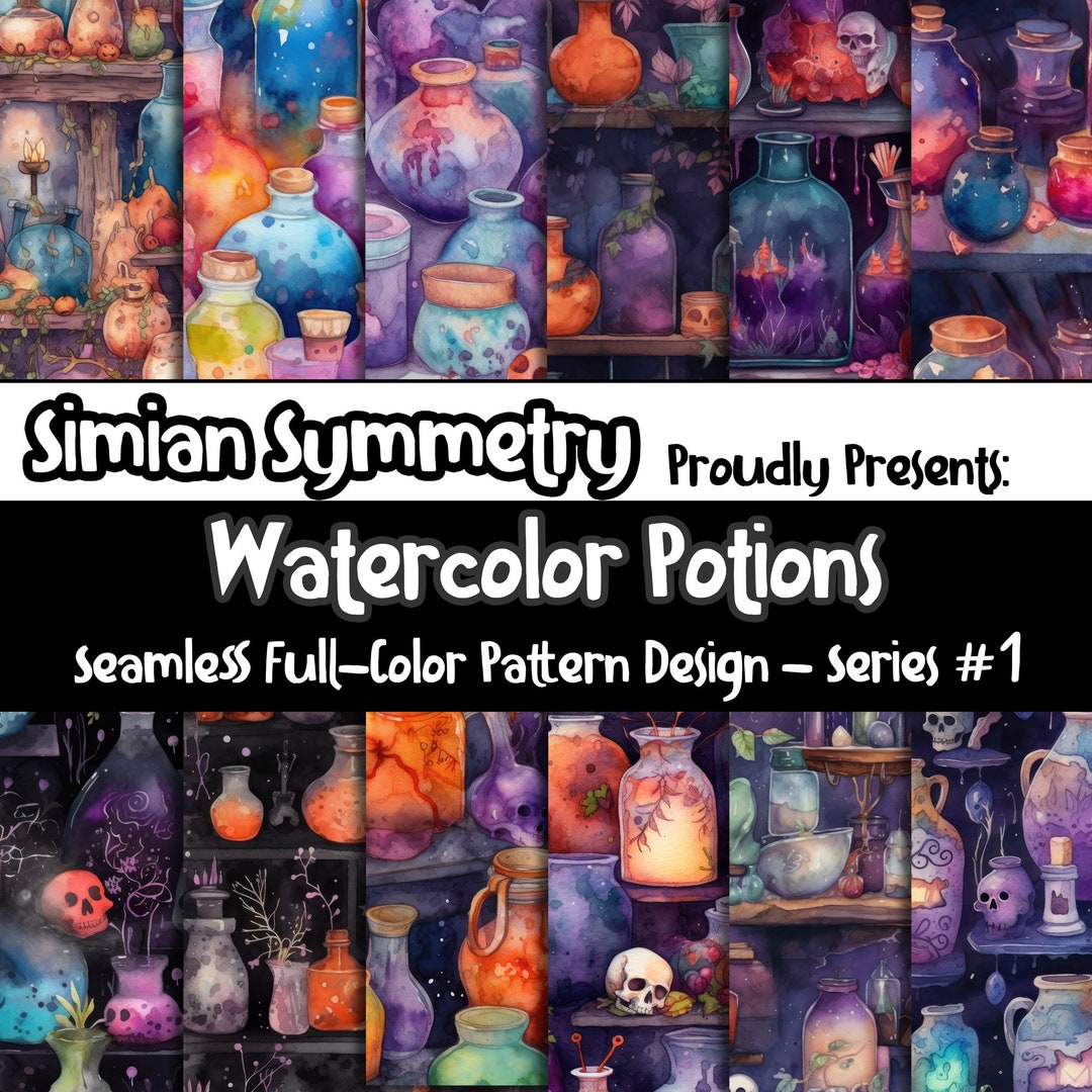 DIGITAL PAPER Potions Series 1 | Seamless Designs | Twelve Colorful ...