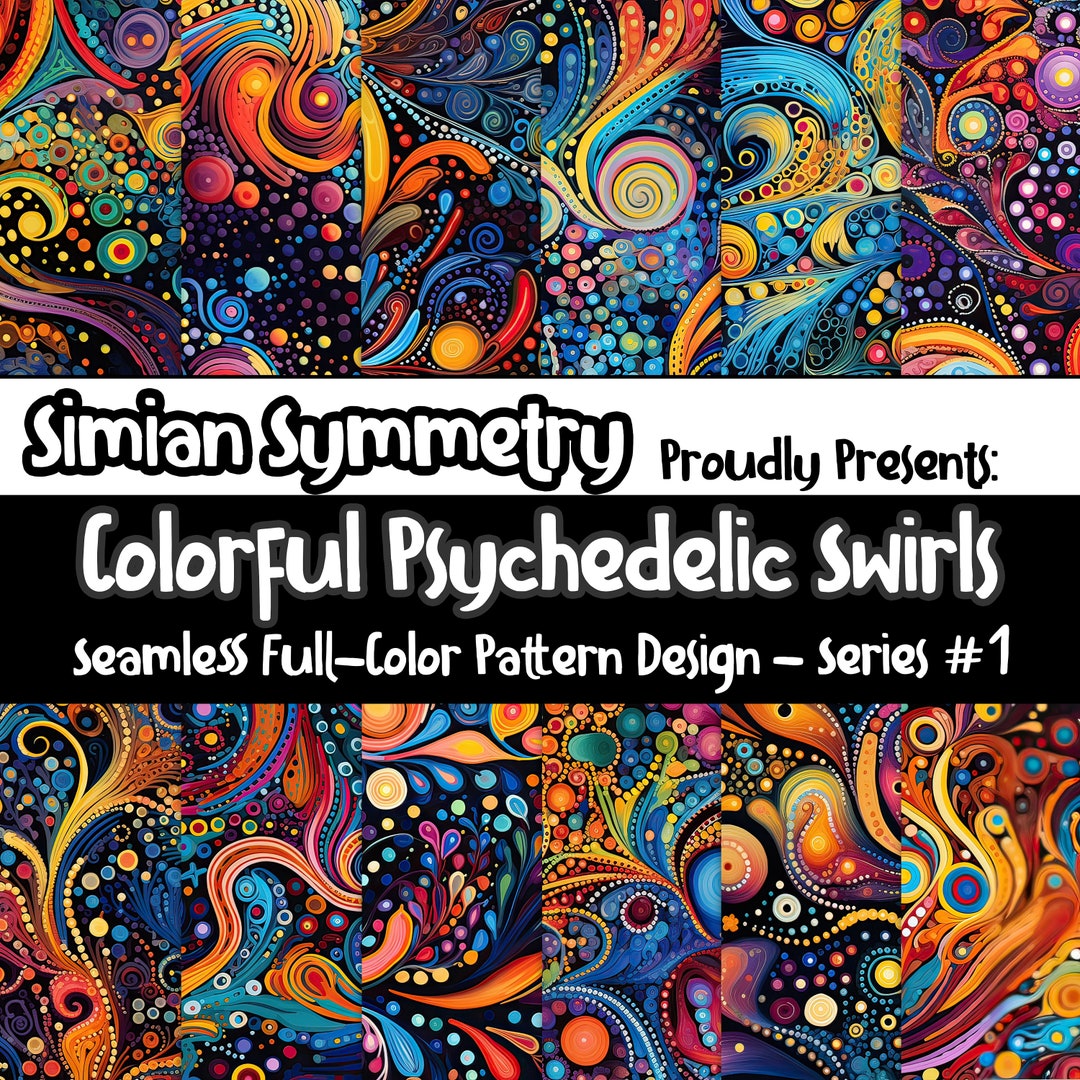 Colorful Psychedelic Swirls | Instant Download | Seamless Patterns ...