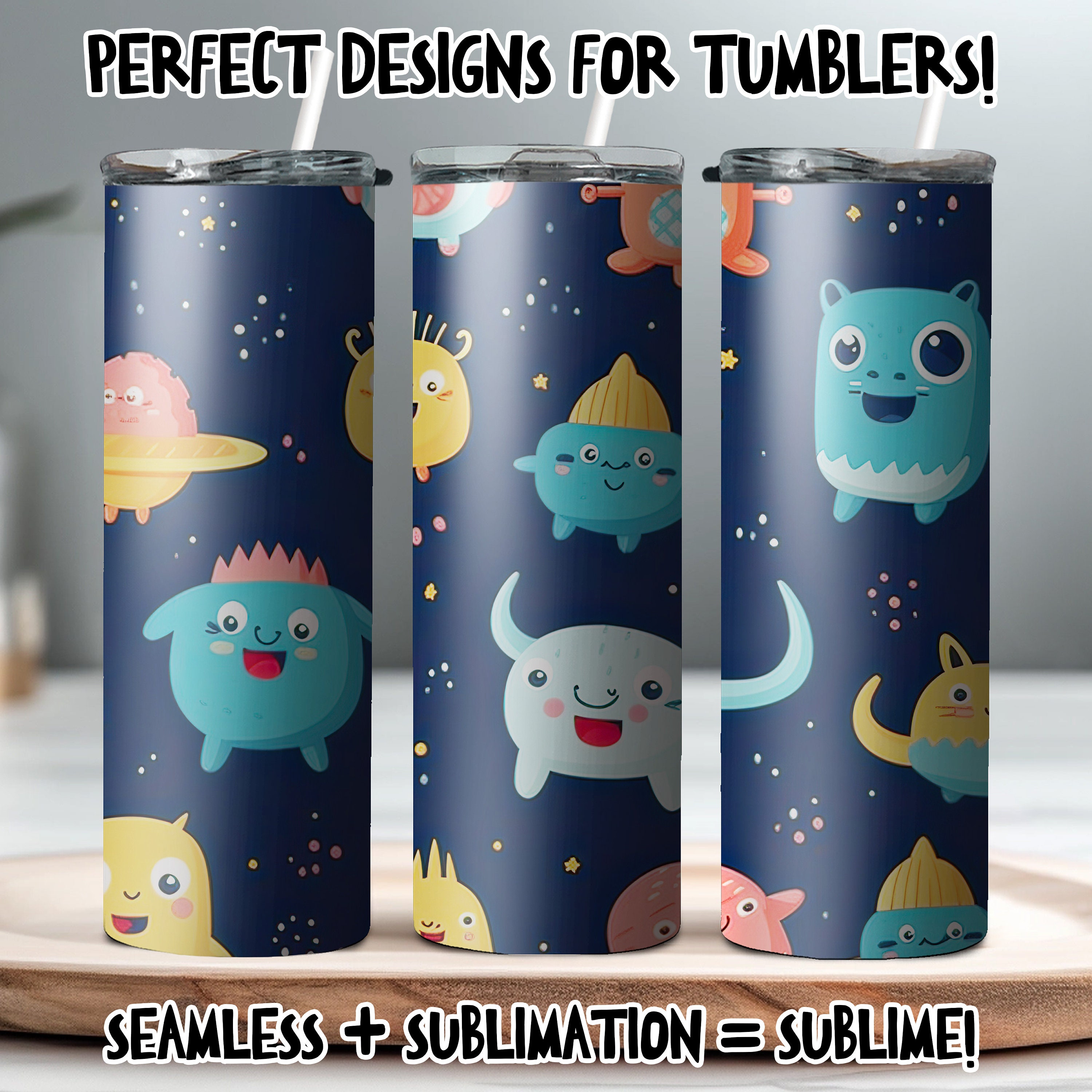 Cute Fuzzy Characters Digital Paper Instant Download Seamless Patterns ...