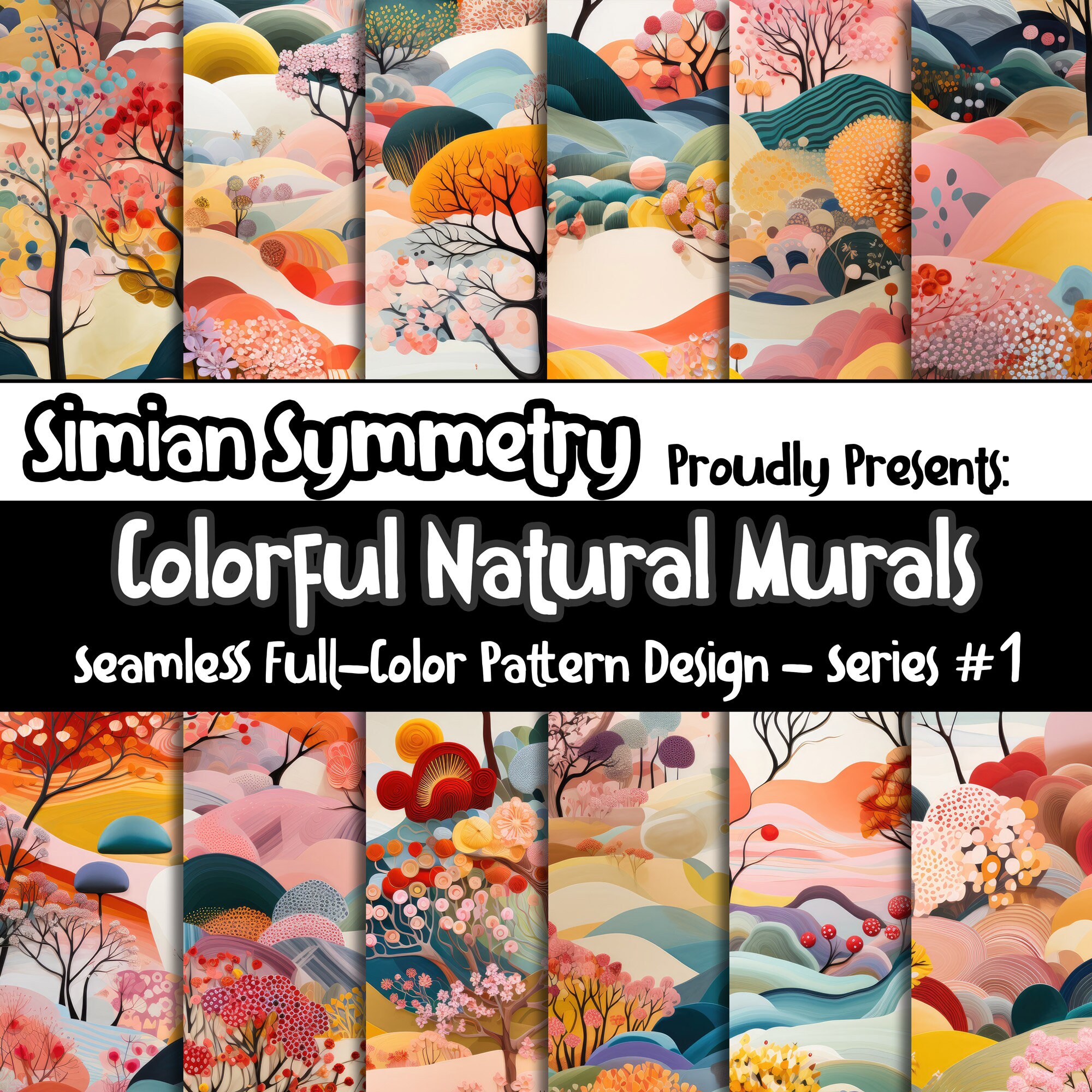 Colorful Natural Murals Digital Paper Instant Download Seamless ...