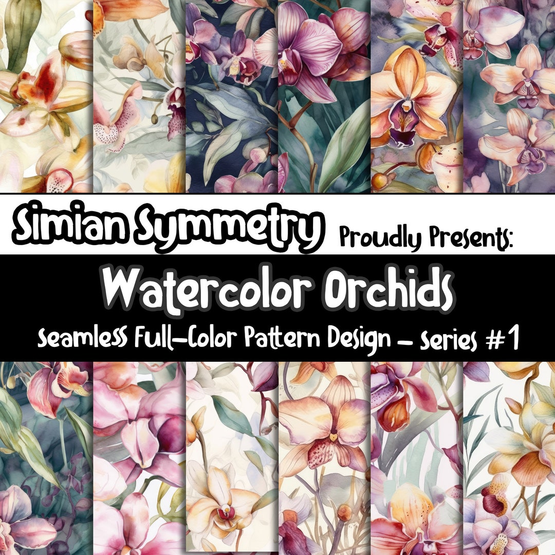 DIGITAL PAPER Watercolor Orchids Series 1 Seamless Designs - Etsy
