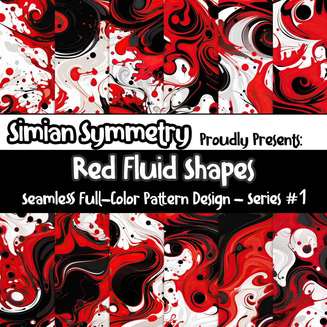 Red Fluid Shapes | Instant Download | Seamless Patterns | Red Art ...