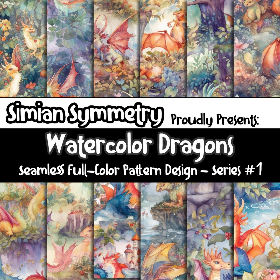 DIGITAL PAPER Dragons Series 1 Seamless Designs Twelve - Etsy