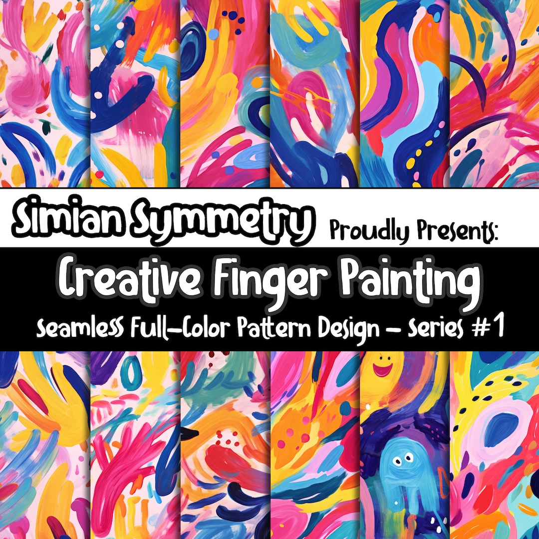 Creative Finger Painting Digital Paper | Instant Download | Seamless ...