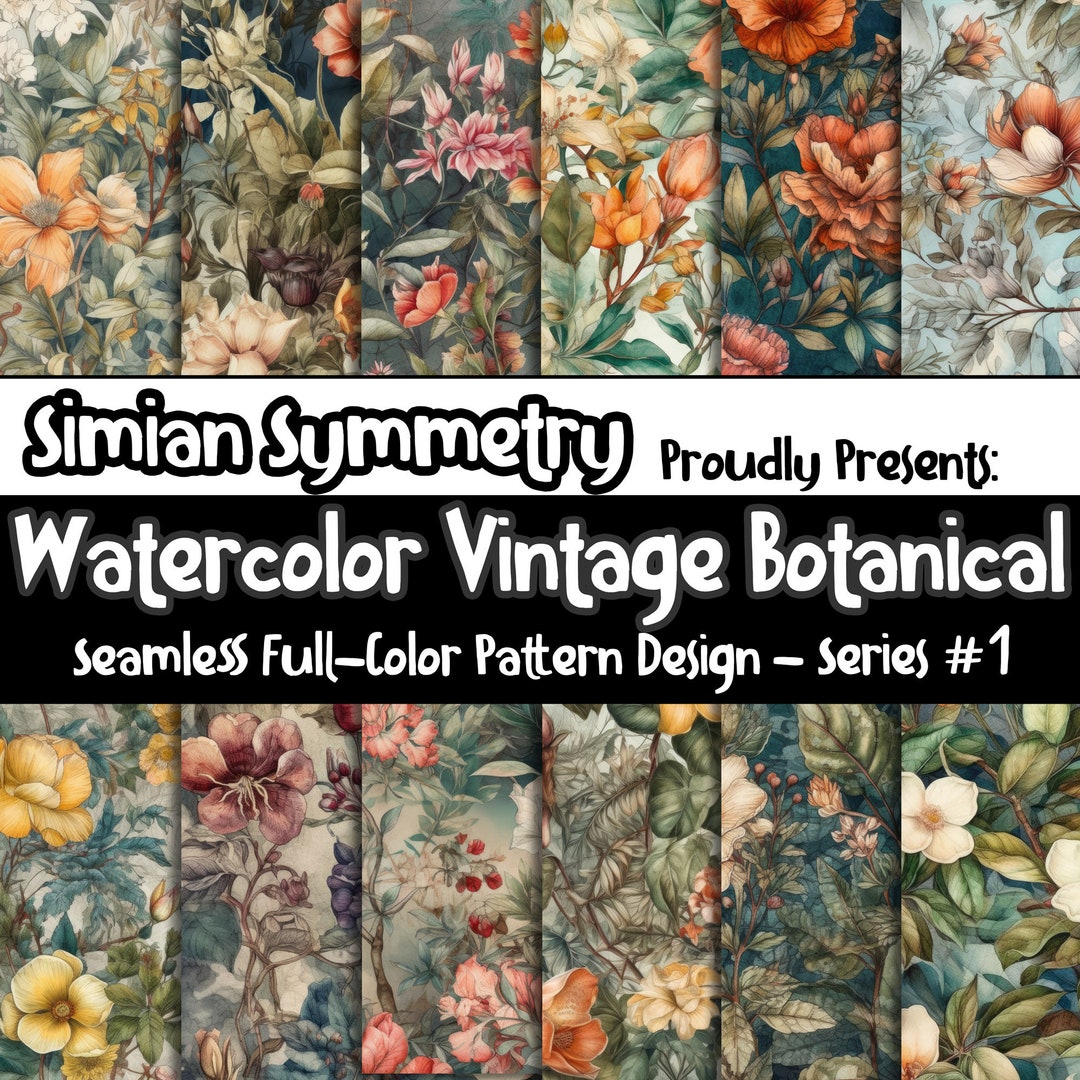 DIGITAL PAPER Vintage Botanicals Series 1 | Seamless Designs | Twelve ...