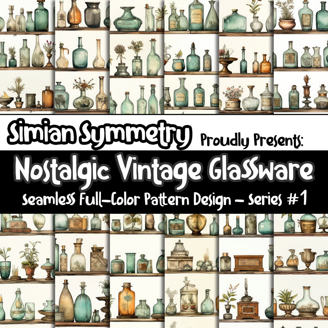 Vintage Glassware Digital Paper | Instant Download | Seamless Patterns ...