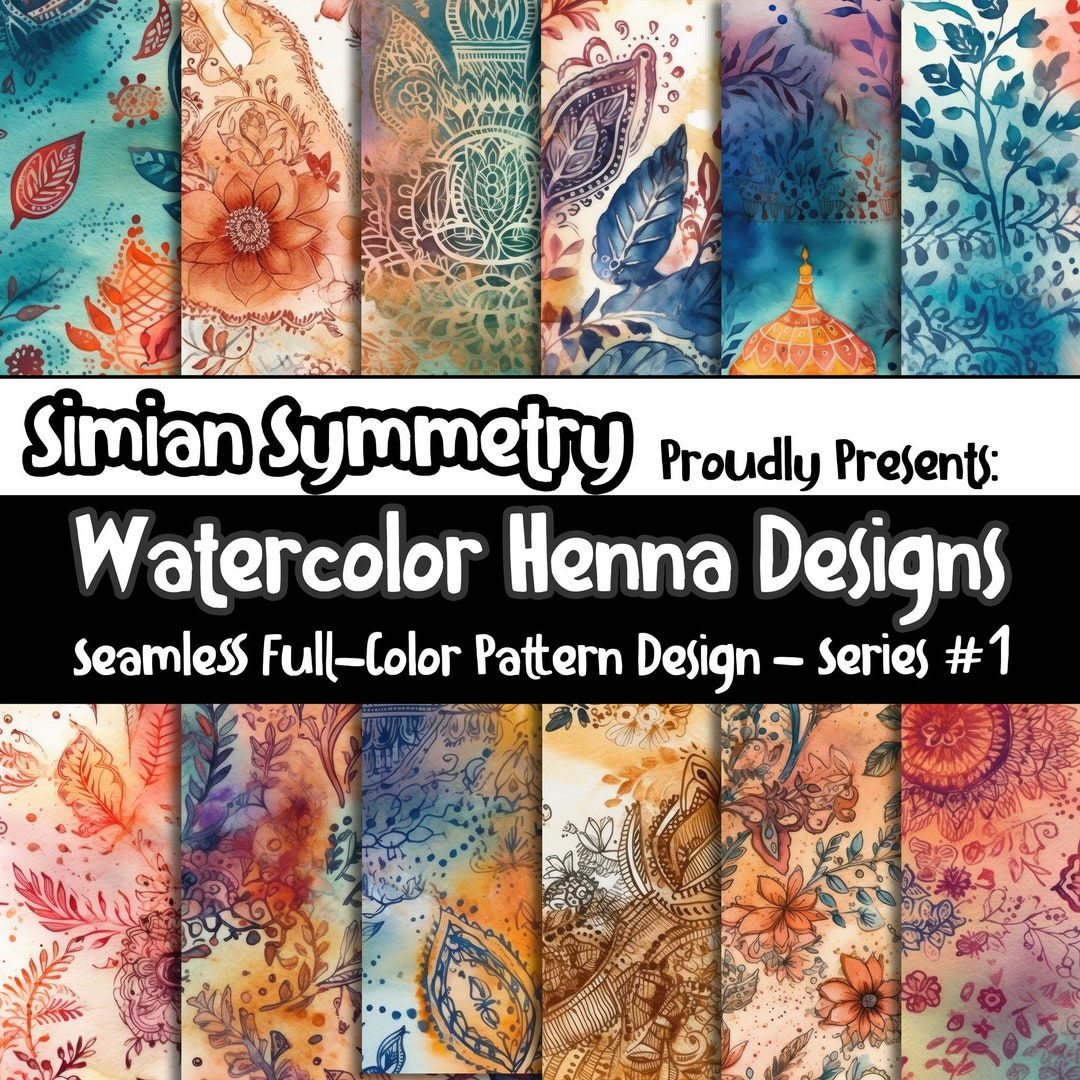 DIGITAL PAPER Henna Designs Series 1 | Seamless Designs | Twelve ...