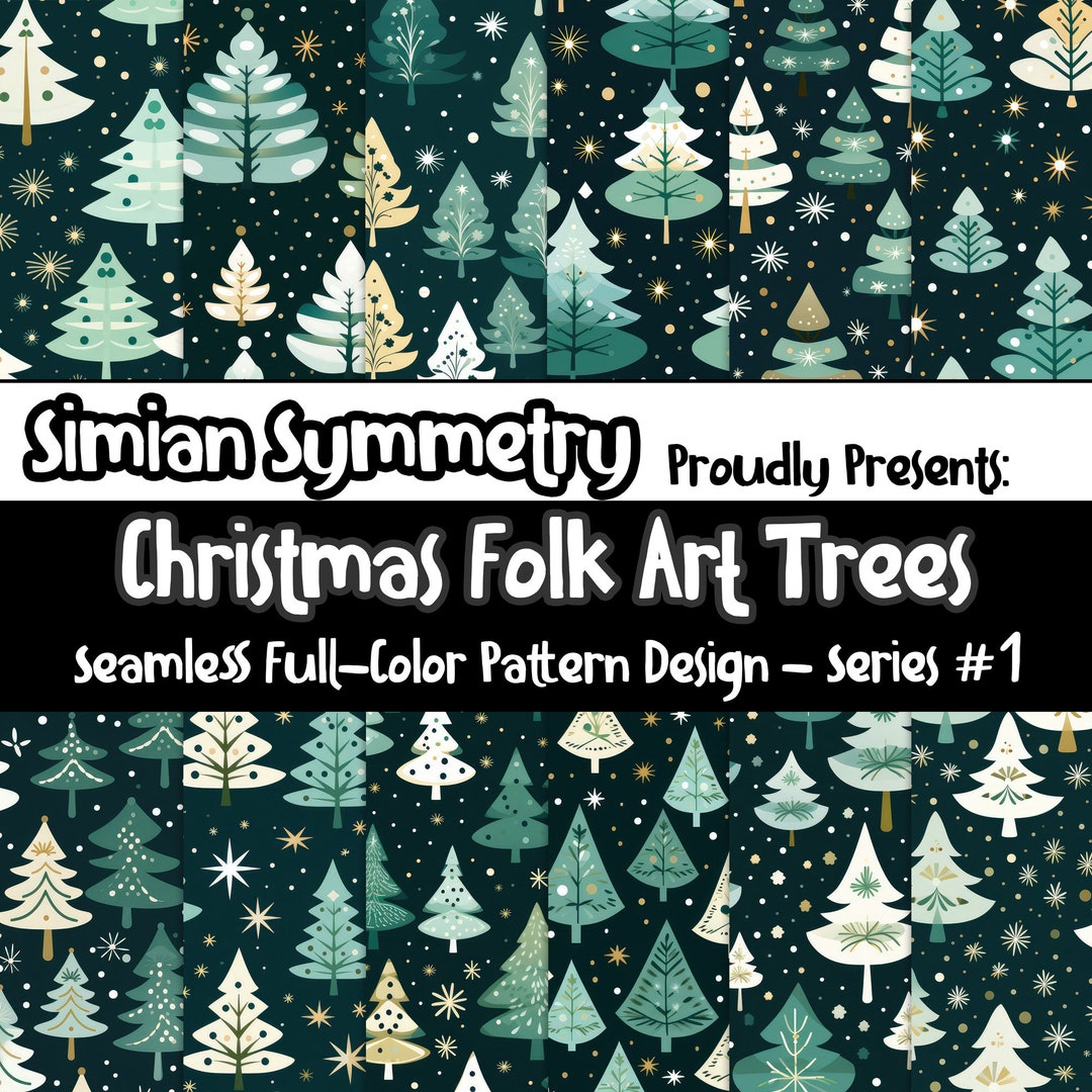 Christmas Tree Folk Art Digital Paper | Instant Download | Seamless ...