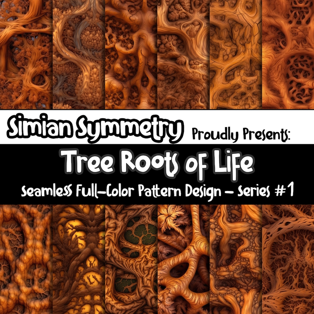 DIGITAL PAPER Tree Roots of Life Series 1 | Seamless Designs | Twelve ...