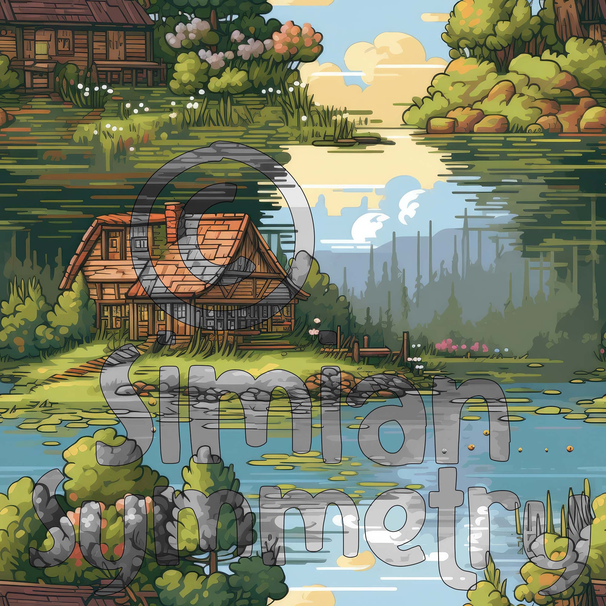 Pixelart Lake Houses Digital Paper | Instant Download | Seamless ...