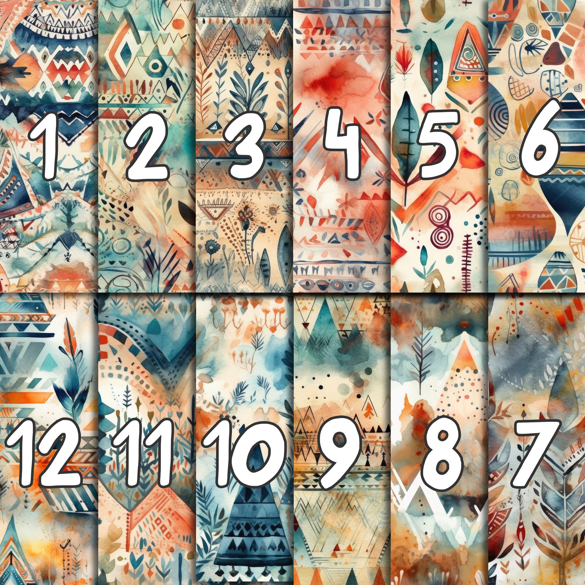 DIGITAL PAPER Tribal Series 1 Seamless Designs Twelve - Etsy