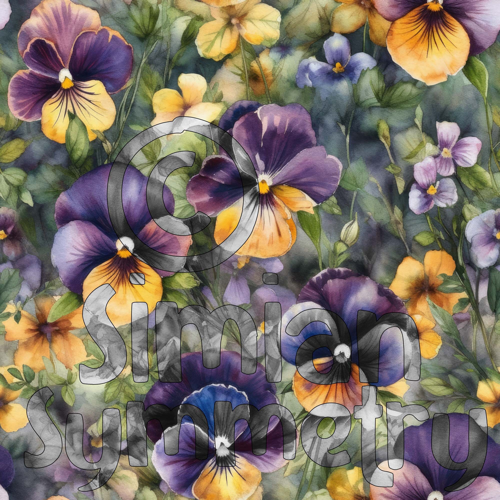 DIGITAL PAPER Watercolor Pansies Series 1 Seamless Designs - Etsy