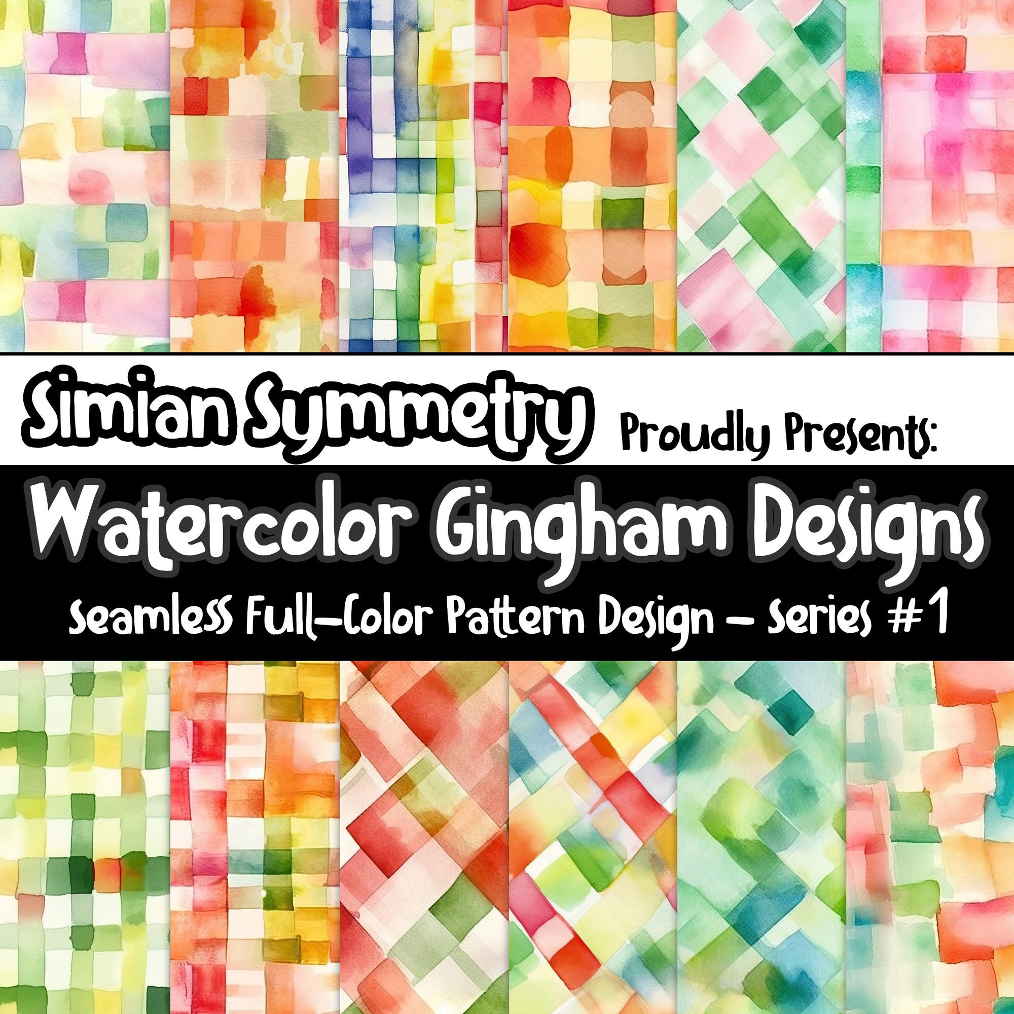 DIGITAL PAPER Gingham Designs Series 1 Seamless Designs Twelve Colorful ...
