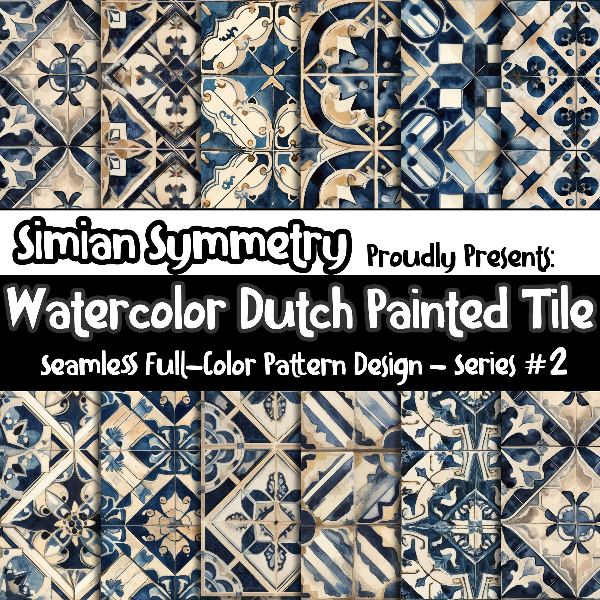 DIGITAL PAPER Dutch Painted Tile Series 2 Seamless Designs Twelve ...