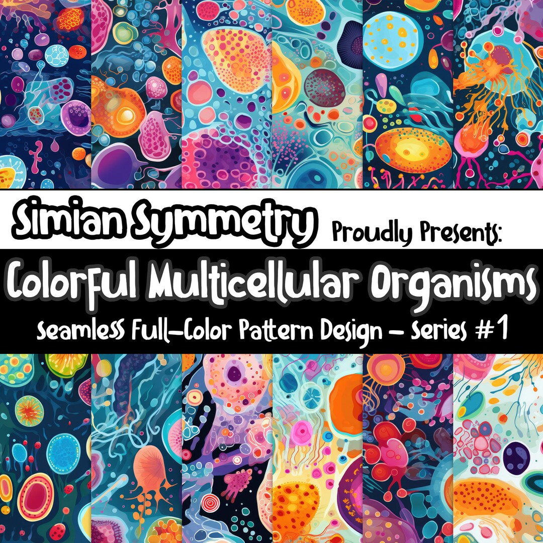 Colorful Multicellular Organisms Digital Paper | Instant Download ...