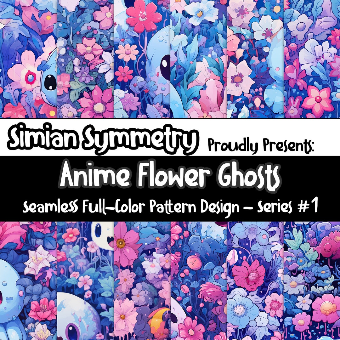 Anime Flower Ghost Digital Paper | Instant Download | Seamless Patterns ...