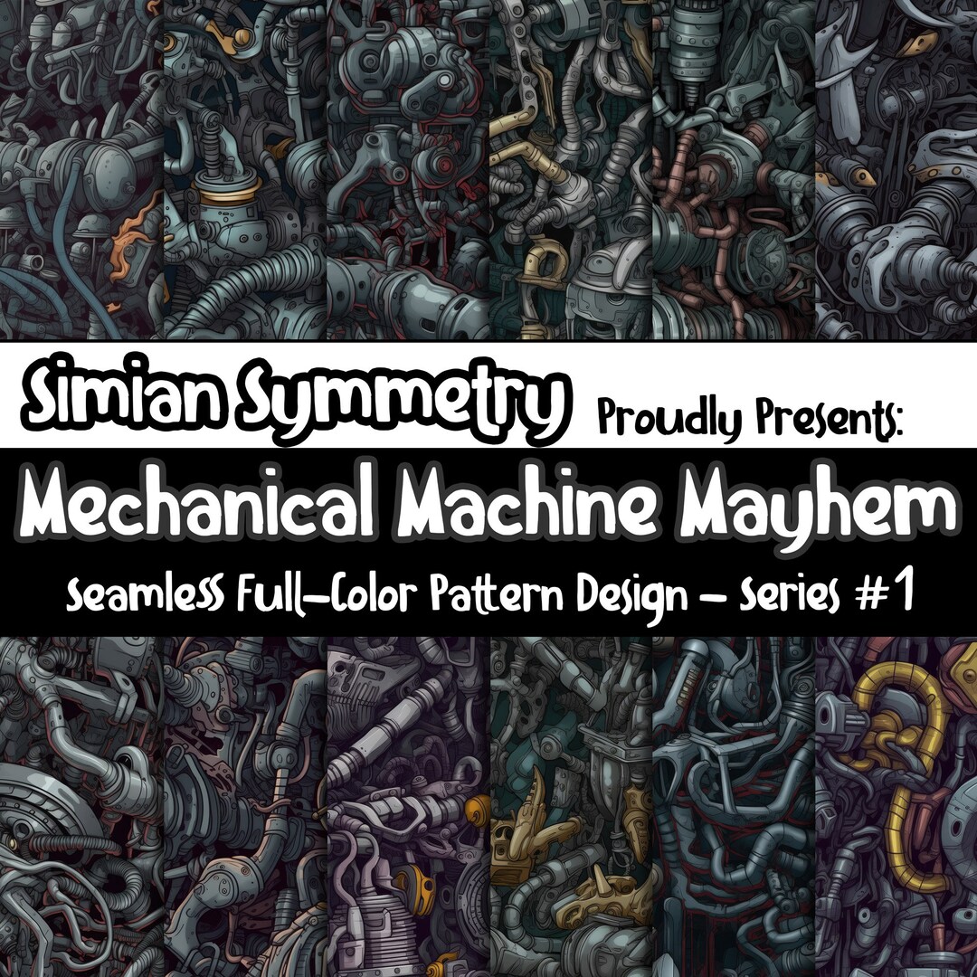 DIGITAL PAPER Mechanical Machine Mayhem Series 1 | Seamless Designs ...