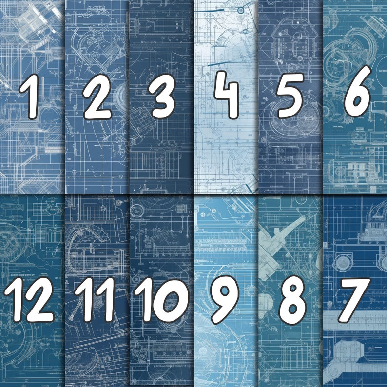 Technical Blueprints Digital Paper Technical Blueprints - Etsy