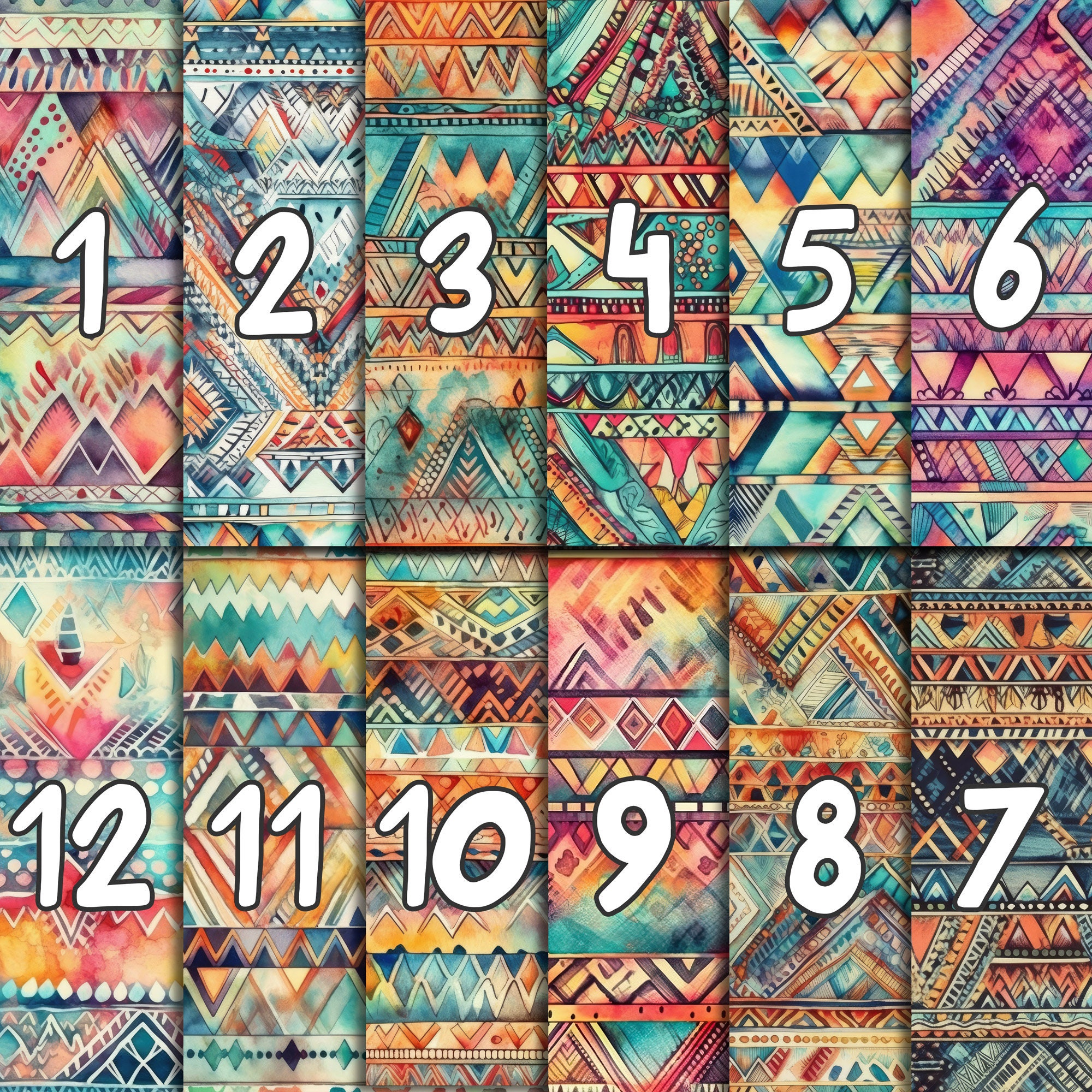 Aztec Digital Paper Aztec Seamless Designs Colorful Aztec - Etsy