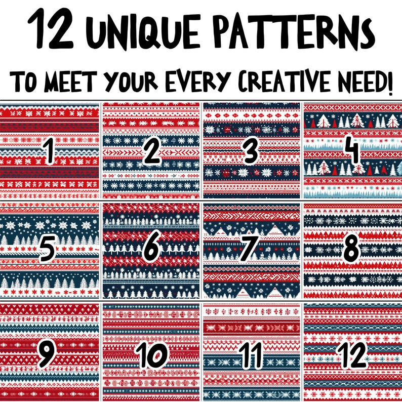 Winter Ugly Sweaters Digital Paper Instant Download Seamless Patterns ...