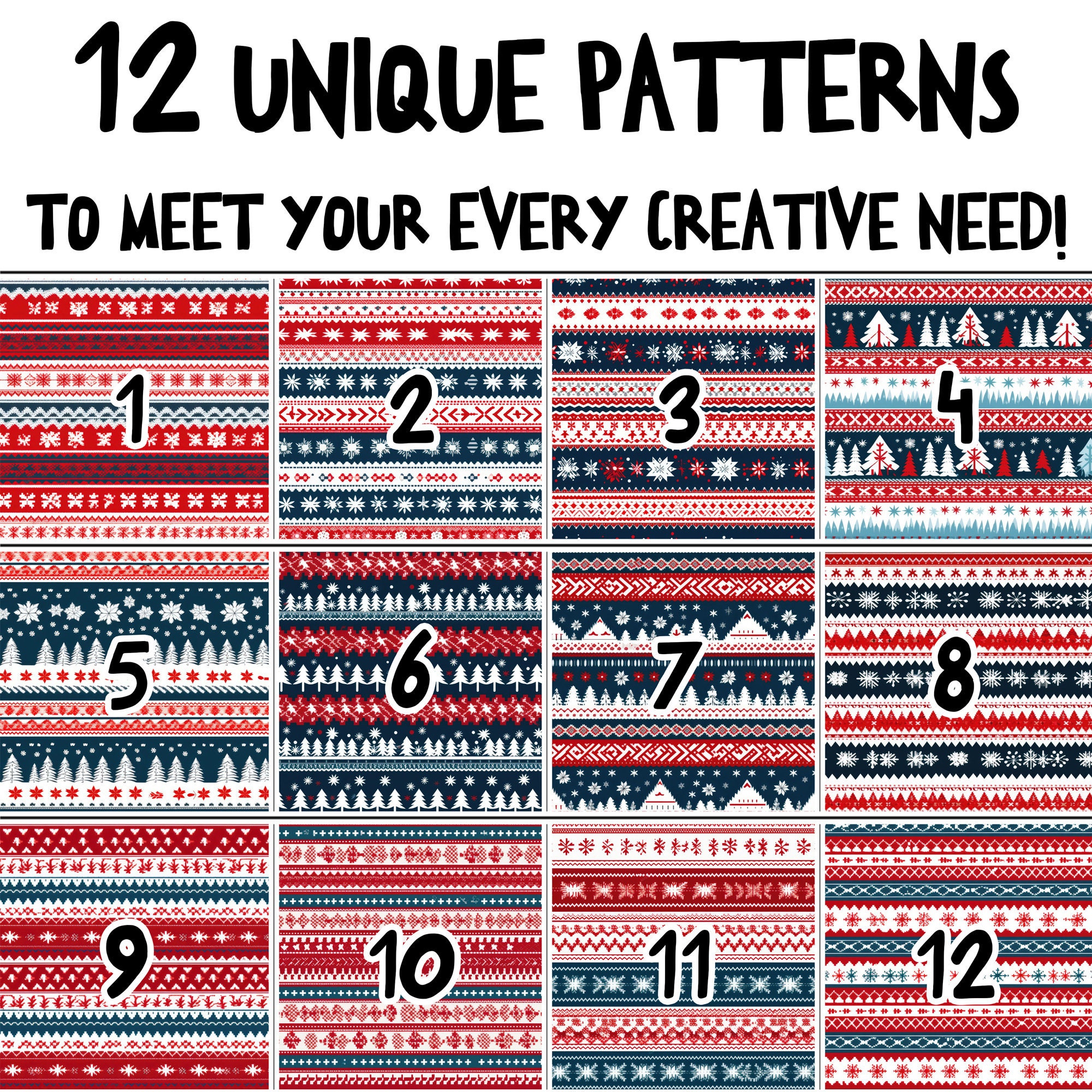 Winter Ugly Sweaters Digital Paper Instant Download Seamless Patterns ...