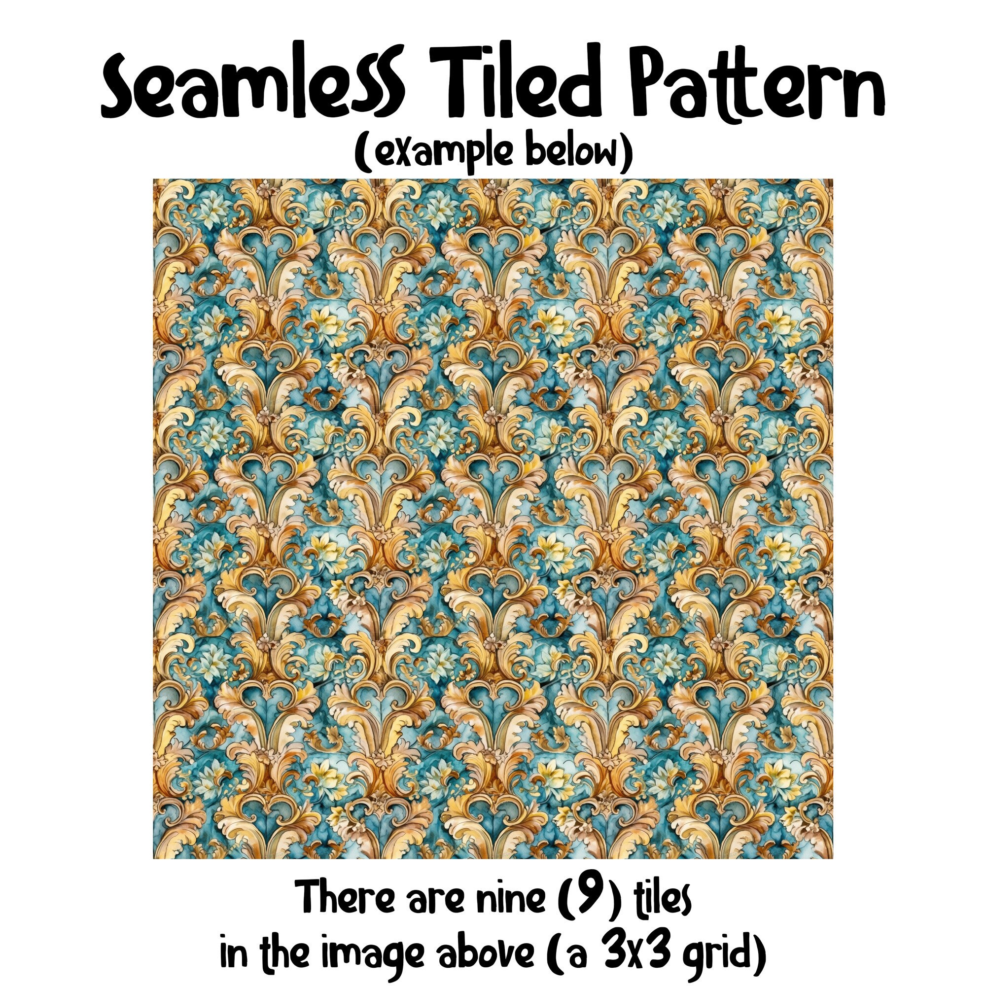 DIGITAL PAPER Baroque Designs Series 1 Seamless Designs Twelve Colorful ...