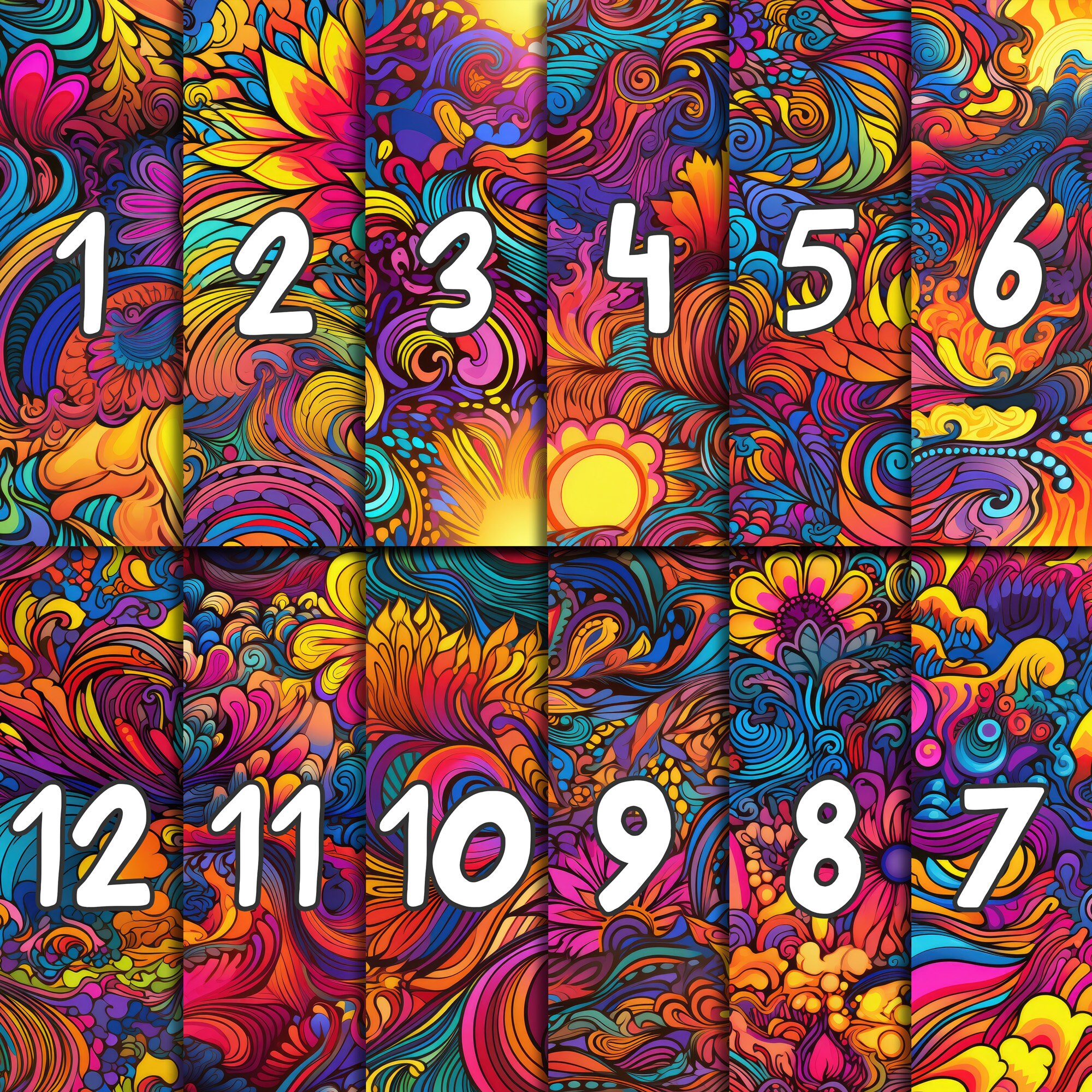 Hippy Psychedelic Digital Paper Instant Download Seamless - Etsy